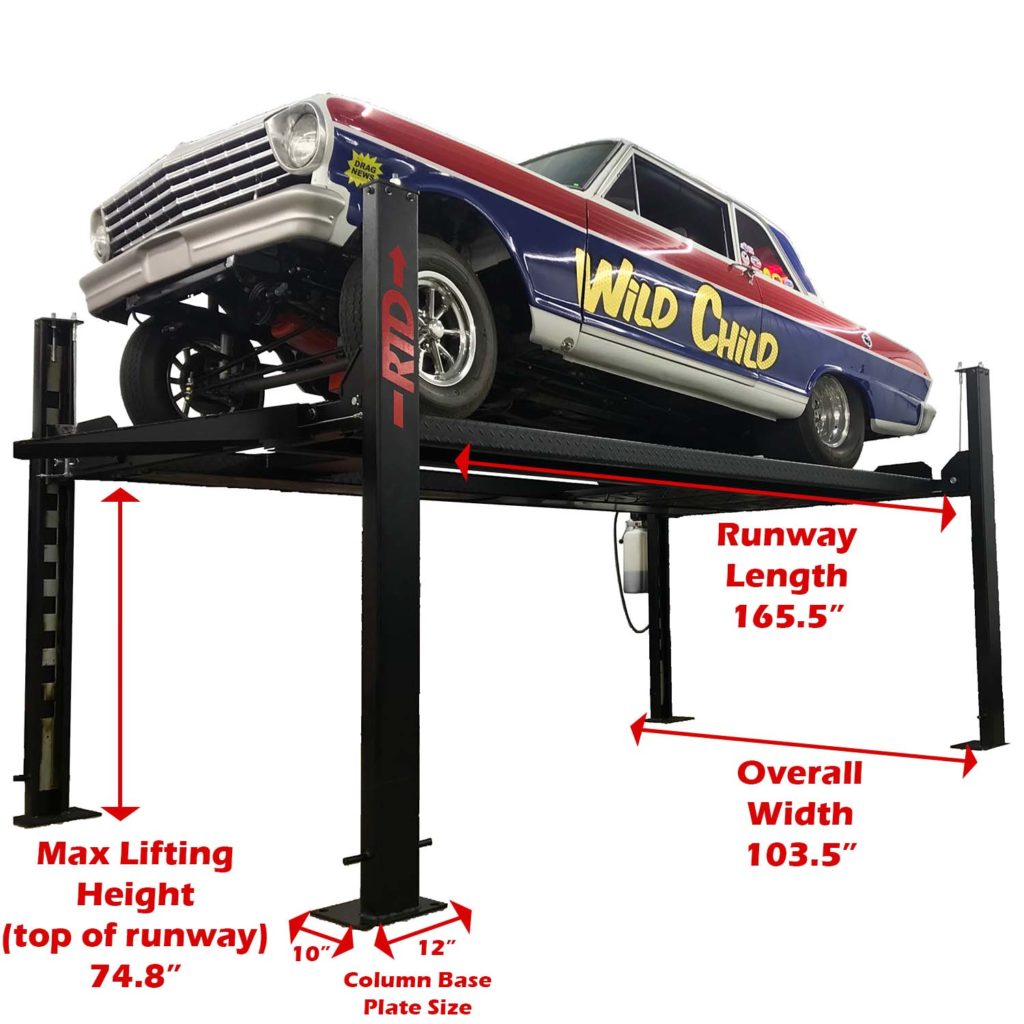 Race Tools Direct 8,000 lb. 4 Post Storage Lift - Standard Length ...